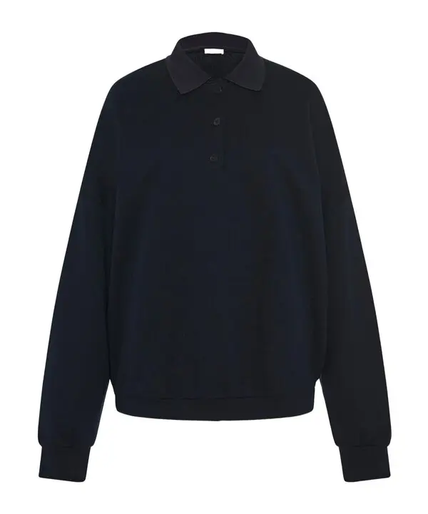 THE ROW Long-sleeved Sweatshirt With Button Detail - Deep Navy Blue