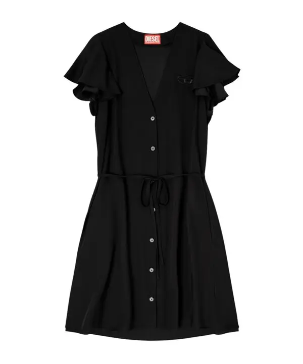 DIESEL® D-aikiri Dress With V-neck And Flutter Sleeves