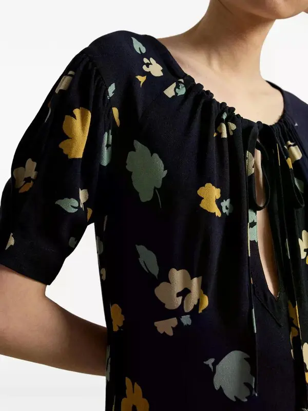 Polo Ralph Lauren Navy Floral Keyhole Midi Dress