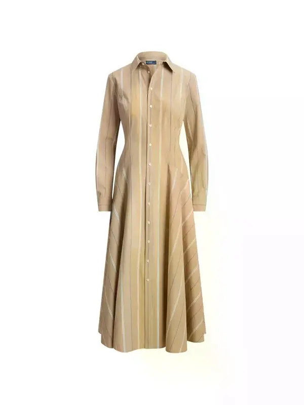 Polo Ralph Lauren Striped Panelled Maxi Shirt Dress - Neutrals