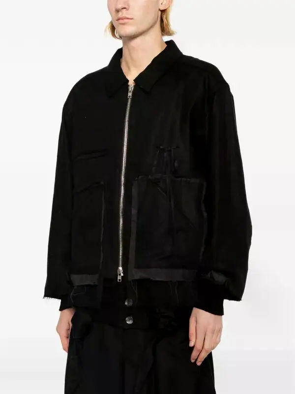 MIDORIKAWA Raw-edge Zip-up Jacket