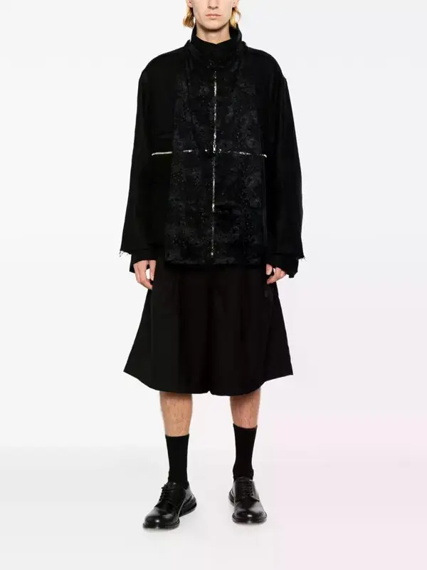 MIDORIKAWA Lace-panelled Frayed Jacket