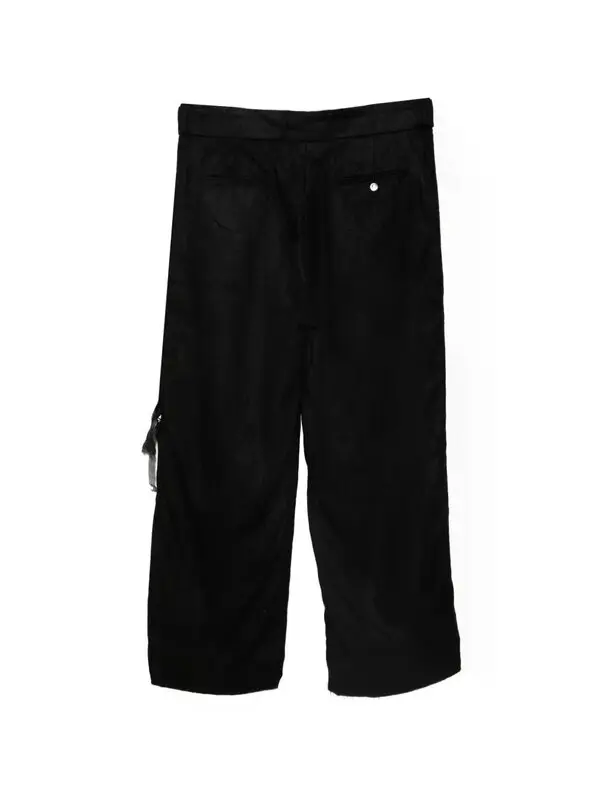 MIDORIKAWA Belted Trousers With Raw Edge Detail - Black