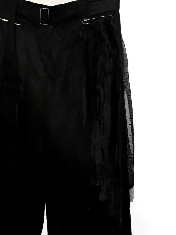 MIDORIKAWA Belted Trousers With Raw Edge Detail