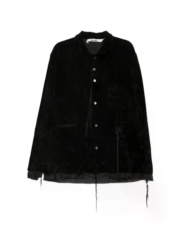 MIDORIKAWA Raw-edge Velvet-texture Shirt - Brown