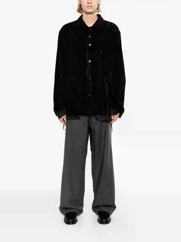 MIDORIKAWA Raw-edge Velvet-texture Shirt