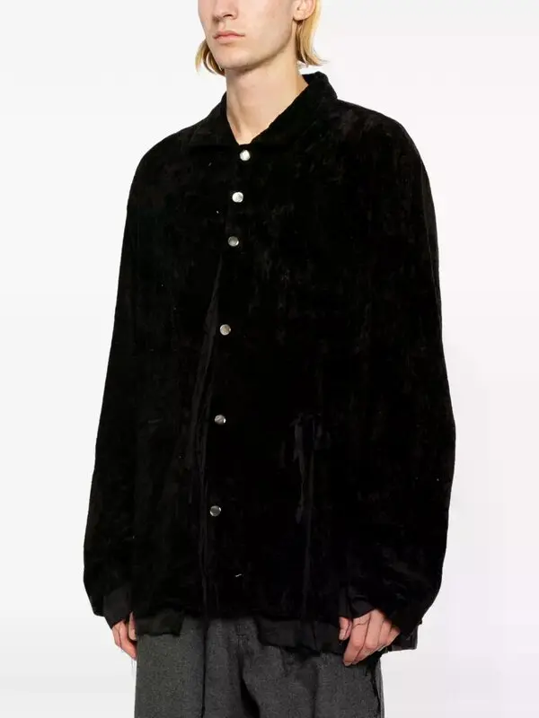 MIDORIKAWA Raw-edge Velvet-texture Shirt
