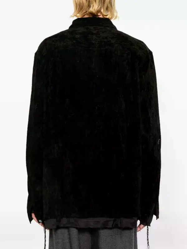 MIDORIKAWA Raw-edge Velvet-texture Shirt
