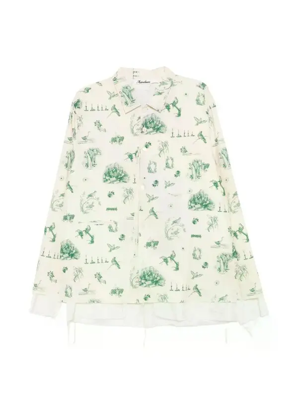 MIDORIKAWA Graphic-print Layered Shirt - Neutrals
