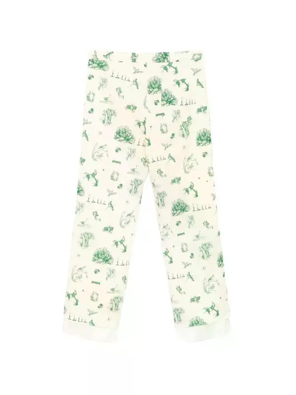 MIDORIKAWA Toile De Jouy-print Drawstring Trousers - Neutrals