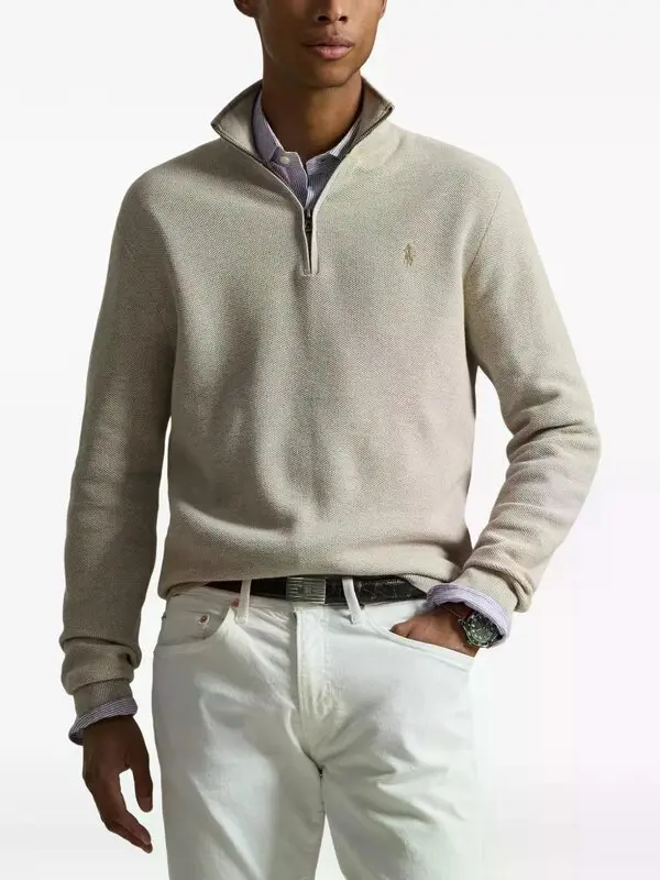 Polo Ralph Lauren Mesh-knit Quarter-zip Sweater