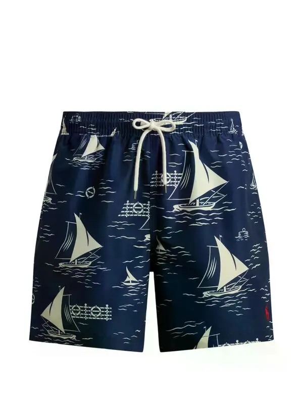 Polo Ralph Lauren Sailboat Print Swim Trunks - Blue