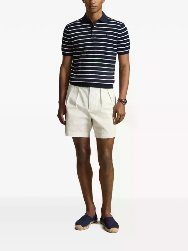 Polo Ralph Lauren Striped Rib-knit Polo Shirt - Blue