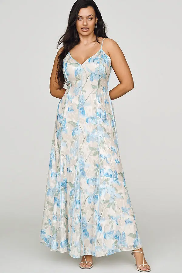 HUTCH Tasmin V-neck Maxi Dress With Floral Print