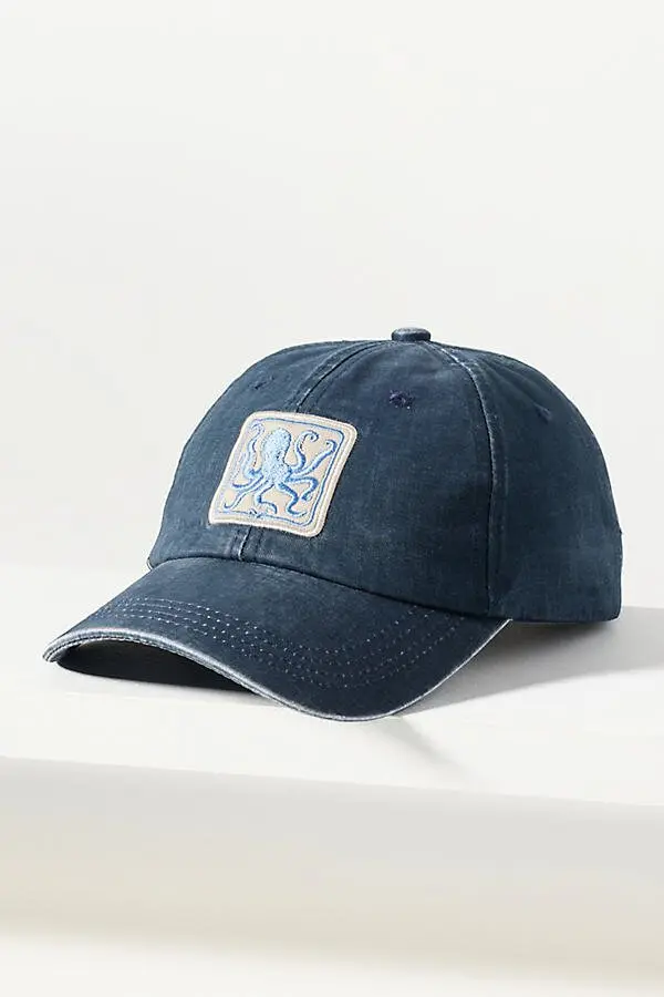 Anthropologie Patch Baseball Cap - Navy Octopus