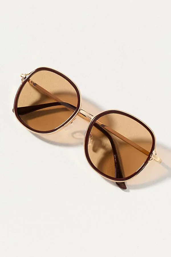 Anthropologie Rimmed Circle Sunglasses - Chocolate