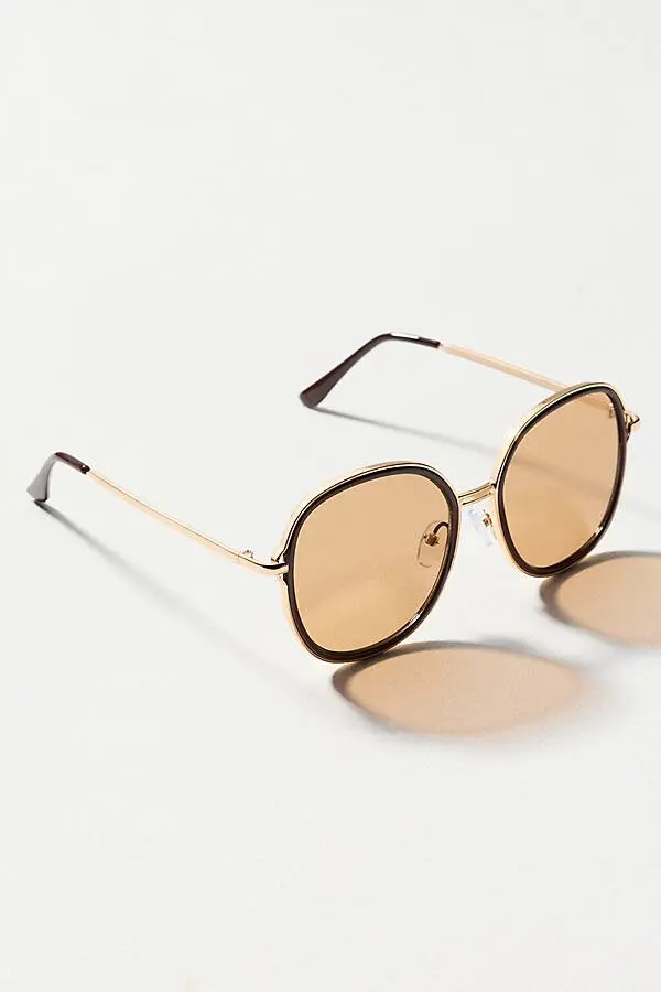 Anthropologie Rimmed Circle Sunglasses - Chocolate