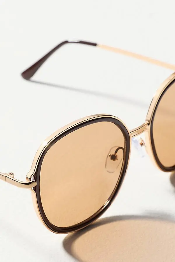 Anthropologie Rimmed Circle Sunglasses - Chocolate
