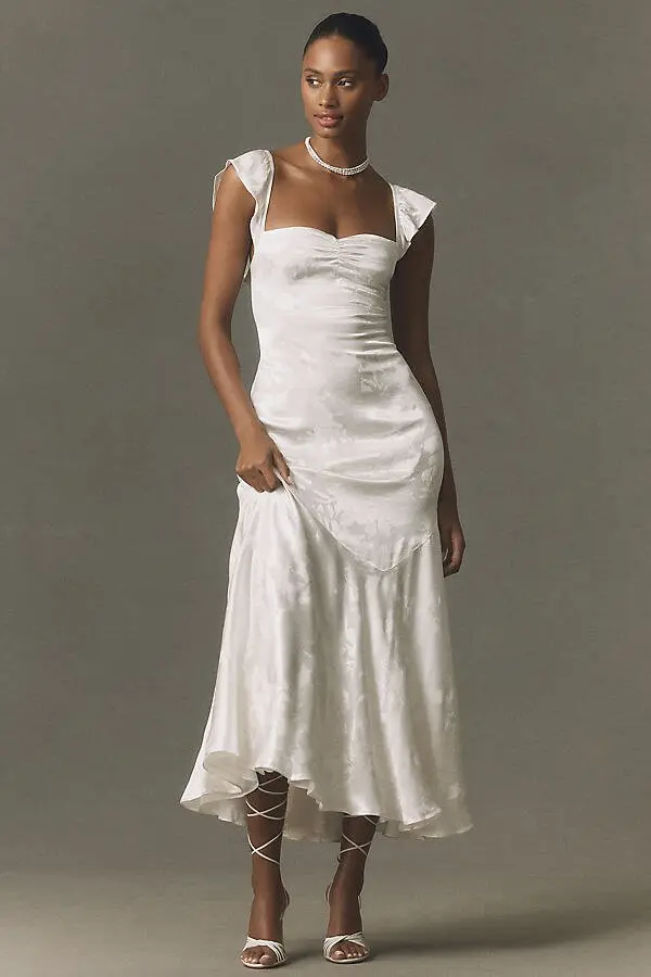 Bhldn Flutter Sleeve Jacquard Maxi Dress
