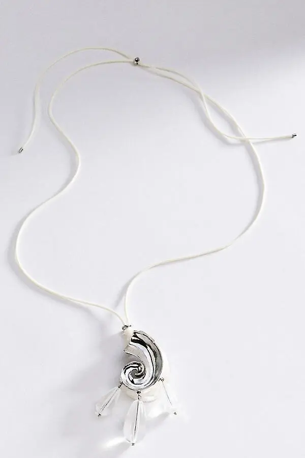 Anthropologie Shell Pendant Necklace - Cream/silver