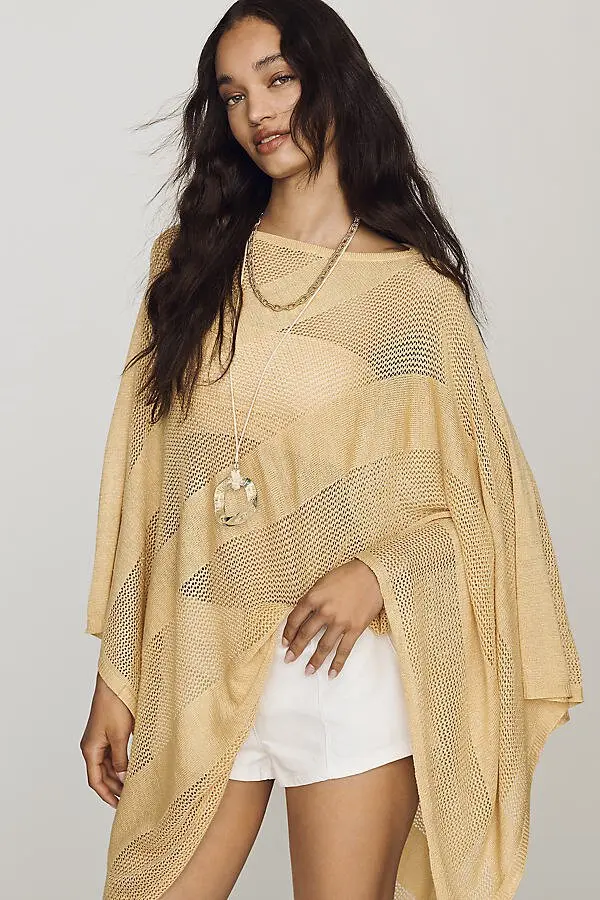 DO EVERYTHING IN LOVE Open-knit Poncho - Yellow