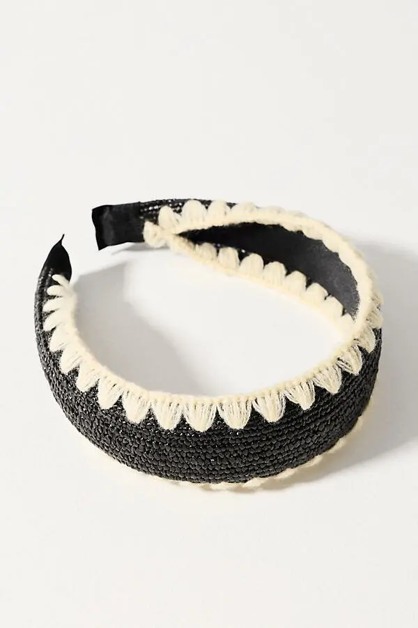 Anthropologie Woven Whipstitch Headband - Black