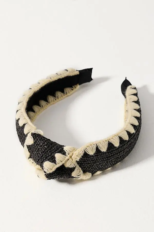 Anthropologie Woven Whipstitch Knotted Headband - Black