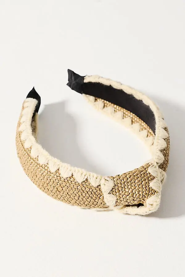 Anthropologie Woven Whipstitch Knotted Headband - Tan