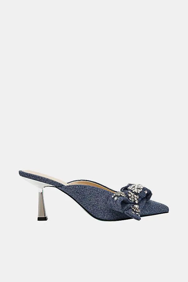 Betsey Johnson Kena Jewel Embellished Mules - Medium Denim