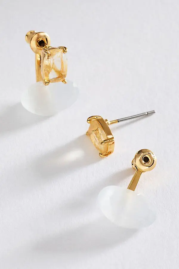 Anthropologie Small Stone Earrings - Opal/clear