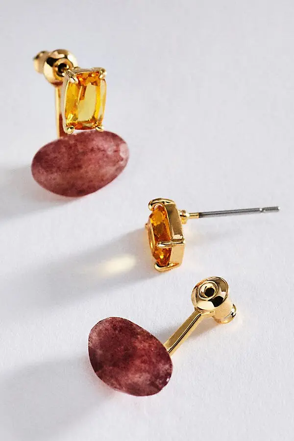 Anthropologie Small Stone Earrings - Rose