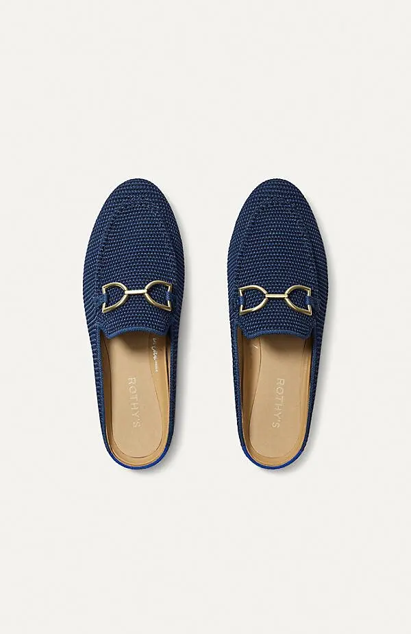 Rothy's Double Bit Loafer Mules - Blue