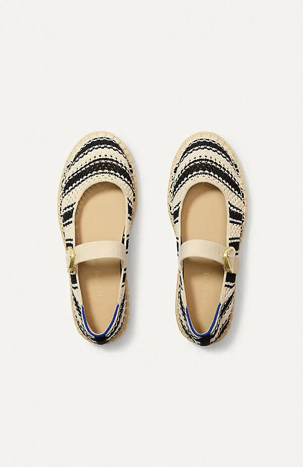 Rothy's The Espadrille Mary Jane Flats - White Stripe