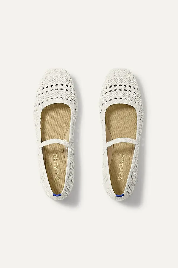 Rothy's The Max Square Mary Jane Flats - Ivory