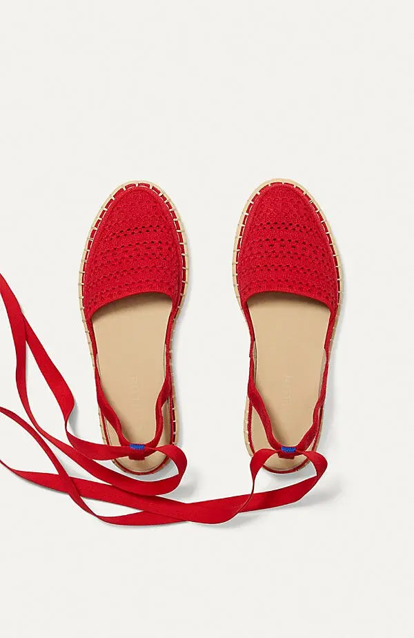 Rothy's D'orsay Espadrille Ankle-wrap Flats - Red