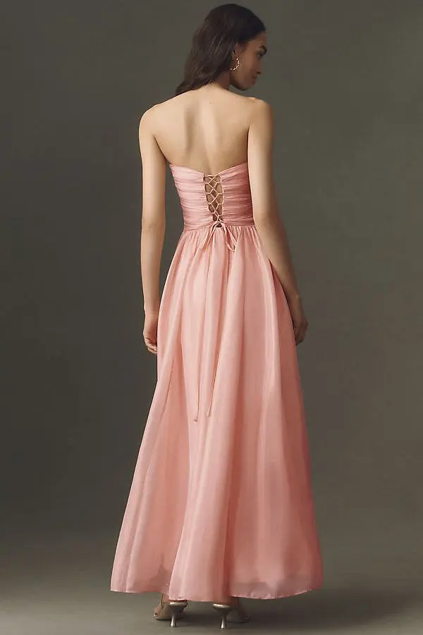 Bhldn Strapless Sweetheart Neckline Maxi Dress With Slender Straps