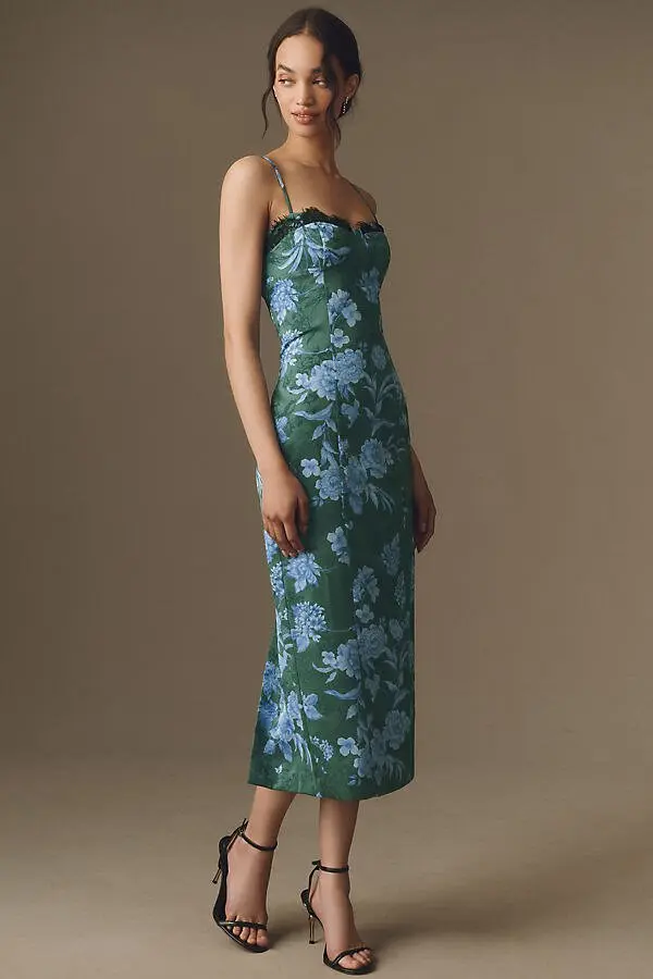 Bhldn Floral Jacquard Bustier Maxi Dress