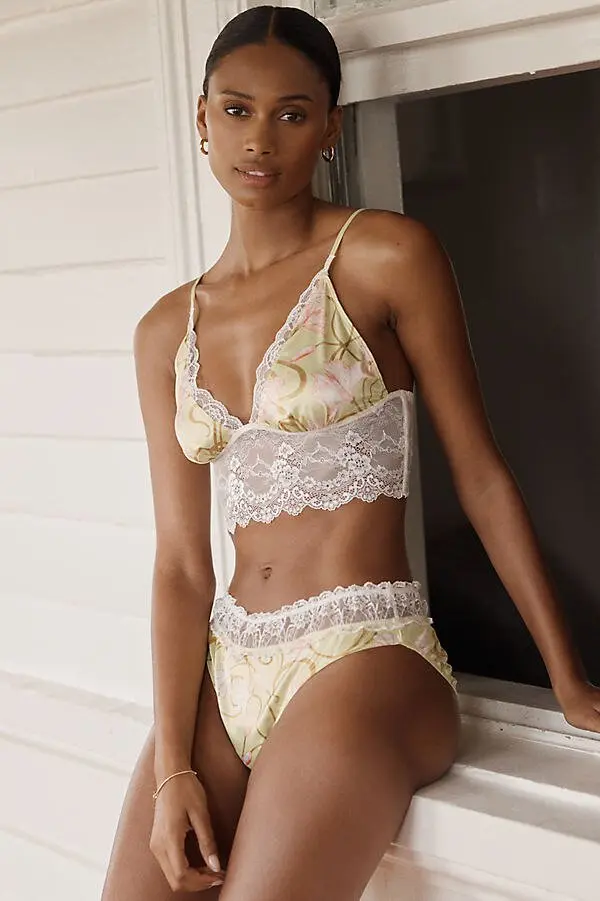 LYREBIRD Satin Bikini Briefs - Citron