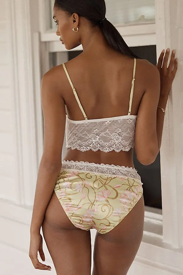 LYREBIRD Satin Bikini Briefs - Citron