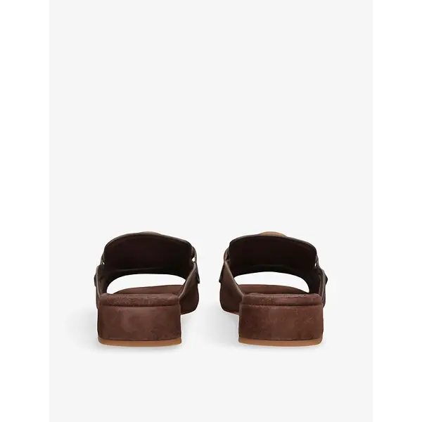 PEDRO GARCIA Suede Mules With Chain Detailing - Dark Brown