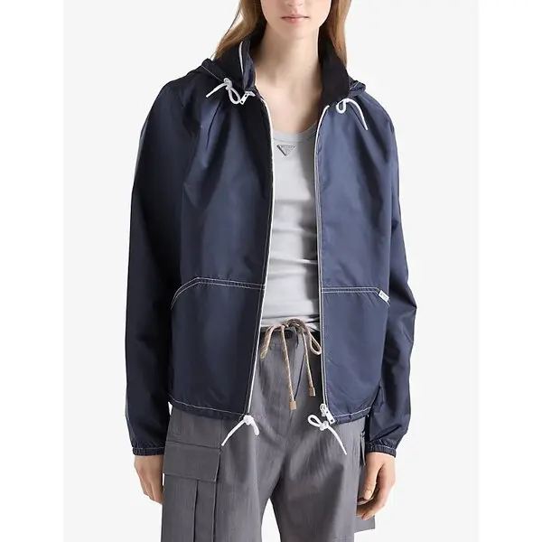 Prada Lightweight Re-nylon Blouson Jacket With Drawstring Hood