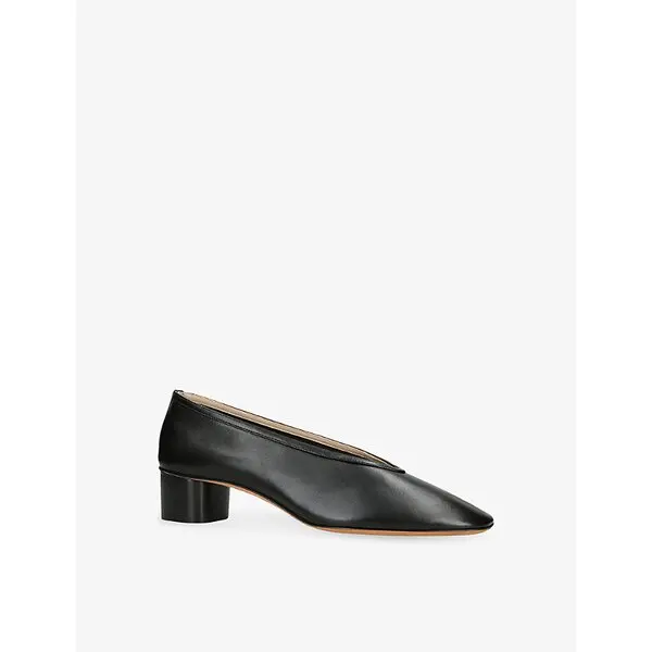 Le Monde Beryl Luna Leather Block Heel Pumps - Black