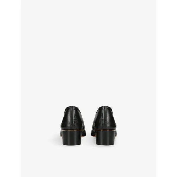 Le Monde Beryl Luna Leather Block Heel Pumps - Black