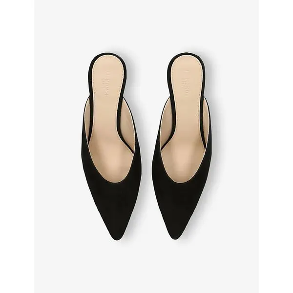 Le Monde Beryl Petra Suede Kitten Heel Mules - Black