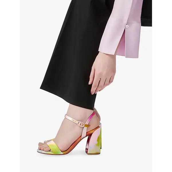 CHRISTIAN LOUBOUTIN Jane 85 Satin Heeled Sandals - Multi/lin Multi
