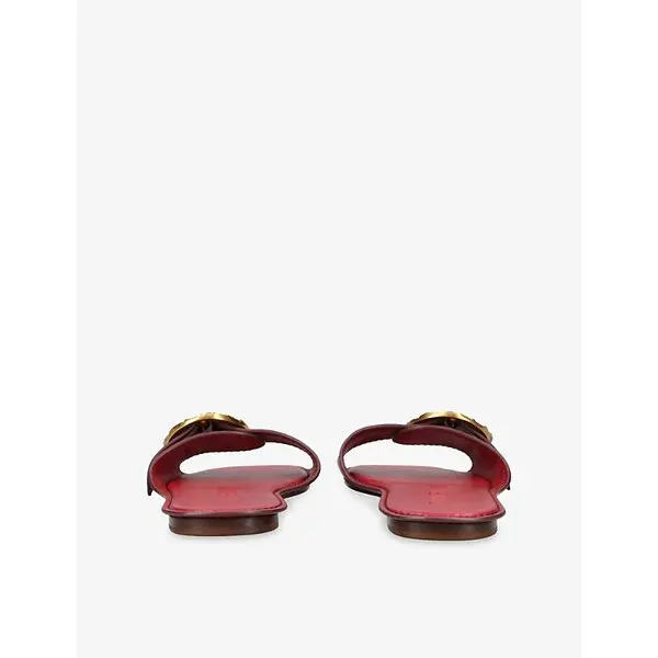 Zimmermann Solena Flat Leather Slides With Ornamental Buckle - Red