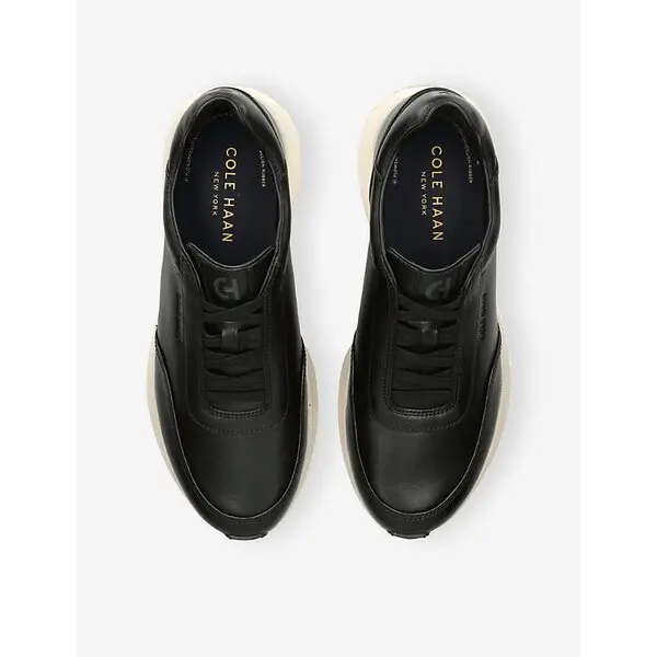 Cole Haan Grandpro Luxe Leather Lace Up Trainers - Blk/white
