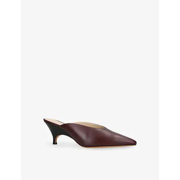 Le Monde Beryl Petra Heeled Leather Mules - Wine