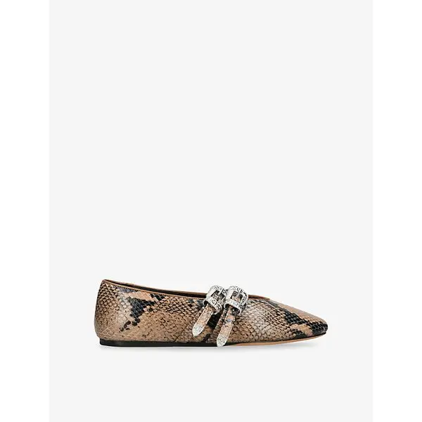 Le Monde Beryl Claudia Snake Embossed Leather Ballet Flats - Mult/other
