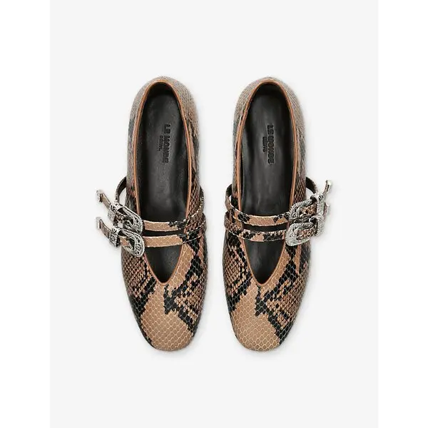 Le Monde Beryl Claudia Snake Embossed Leather Ballet Flats - Mult/other